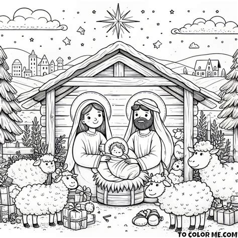 Nativity Scene Coloring Page Celebrate The Miracle Of Christmas