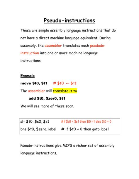 Mips Assembly Pseudo Instructions Switch Statements Addressing
