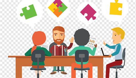 Trabajo En Equipo Colaboración Producción Par Delegar Niño Equipo