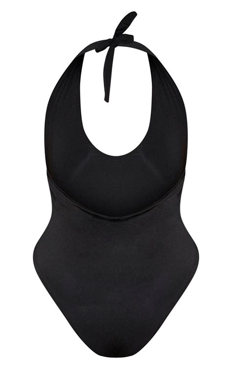 Plus Black High Leg Swimsuit Prettylittlething Usa