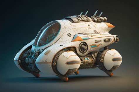 Wondrous Futuristic Small Sci Fi Space Racer With Engine For Space Racing Stock Illustration