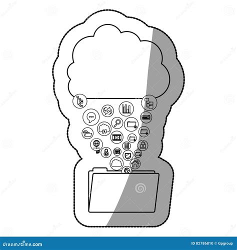 Cloud Computing And Media Icon Set Design Stock Illustration Illustration Of Cloud