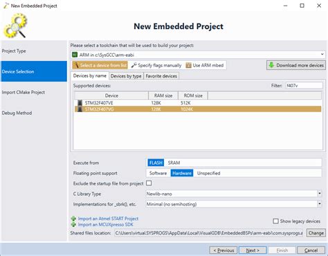 importing external embedded cmake projects in visualgdb visualgdb