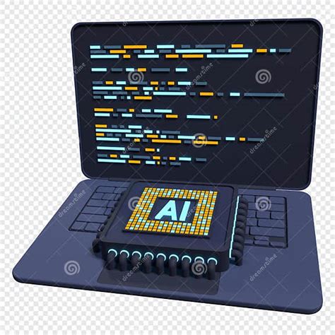 3d Render Laptop Computer With Microchip Ai Chip Hardware Concept Futuristic Microchip On