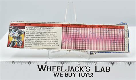 Jazz Action Figure Tech Spec 1985 Vintage Hasbro G1 Transformers Wheeljacks Lab