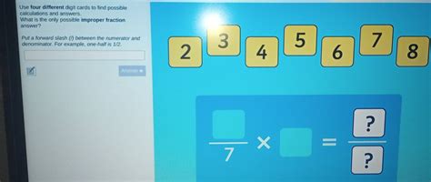 Solved Use Four Different Digit Cards To Find Possible Calculations