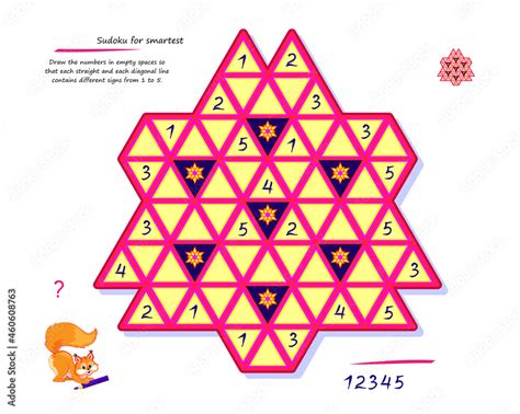 Logic Sudoku Puzzle Game For Smartest Draw The Numbers In Empty Spaces So That Each Straight