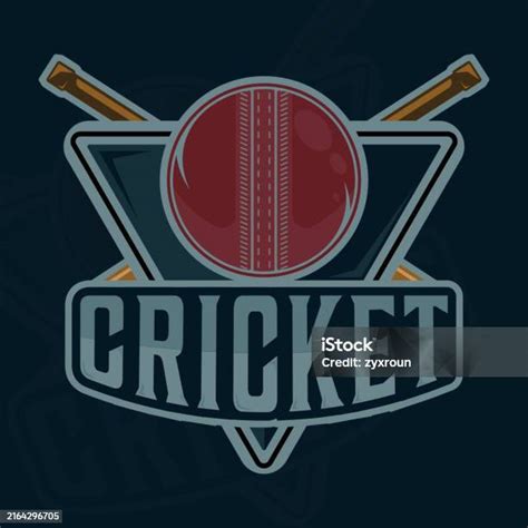 크리켓 스포츠 상징 로고 벡터 일러스트 레이 션 템플릿 아이콘 그래픽 디자인 스틱과 볼 사인 또는 토너먼트 리그에 대한 클럽 또는 팀의 상징 방패 배지 개념 타이포그래피
