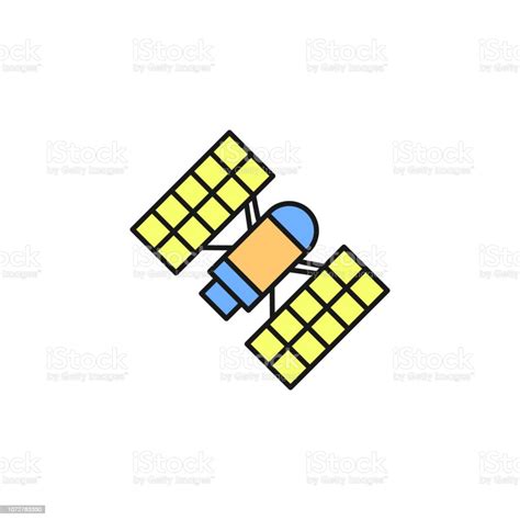 우주 정거장 아이콘입니다 공간 개요 색상 아이콘의 요소입니다 웹사이트 디자인 및 개발 응용 프로그램 개발에 대 한 얇은 라인 아이콘 프리미엄 아이콘 개념에 대한 스톡 벡터