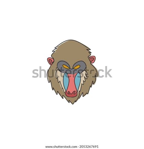 One Single Line Drawing Exotic Mandrill Stock Vector Royalty Free 2053267691 Shutterstock