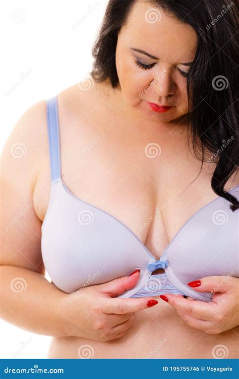 Fat Woman Big Breast Wearing Bra Royalty Free Stock Image
