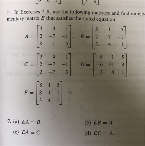 Solved L 6 In Exercises 7 8 Use The Following Matrices Chegg Com