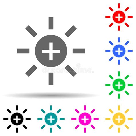 Sun With A Plus Multi Color Style Icon Simple Thin Line Outline