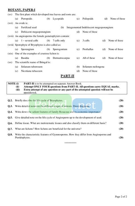 Css Past Paper 2011 Botany I