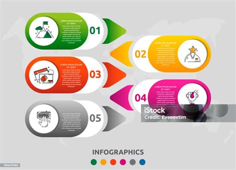 Vector Modern Infographic Flat Template Circle 3d Label For Five Diagrams Graph Presentation