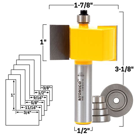 Joinery Rabbet Large Rabbet Router Bit And Bearing Set 1 2 Shank