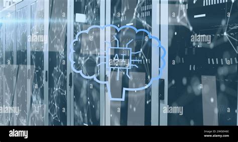Image Of Ai Data Processing And Networks Over Computer Server Room