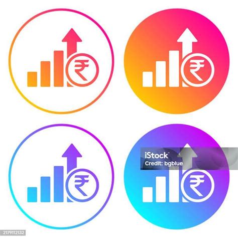 Indian Rupee Rate Increase Round Icons With Color Gradients Stock