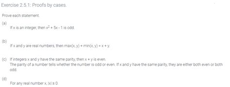 Solved Exercise 251 Proofs By Cases Prove Each Statement