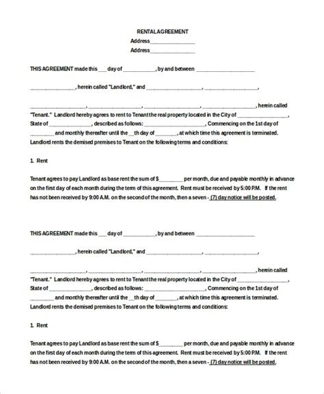 Free Printable Apartment Rental Agreement Template Printables For