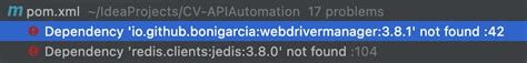 Pomxml Maven Dependency Error In Bonigarcia And Redisclients