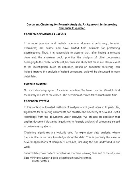 Document Clustering For Forensic Analysis An Approach For Improving Computer Inspection Pdf