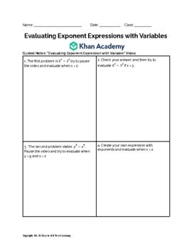 Khan Academy Exponent Expressions With Variables TpT