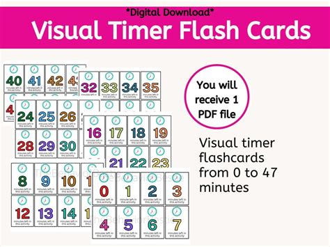 Visual Timer Countdown Flashcards Visual Timer Cards Countdown Cards Transition Cards Behavior