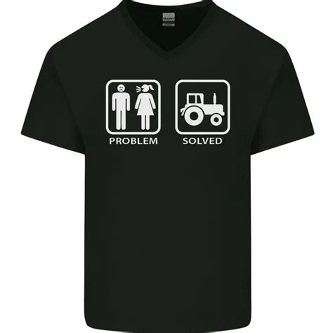 TRACTEUR PROBLÈME RÉSOLU Conducteur Fermier Drôle Hommes Col V Coton T Shirt EUR 18 10 PicClick FR
