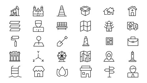 Real Estate Minimal Thin Line Web Icon Set Included The Icons As