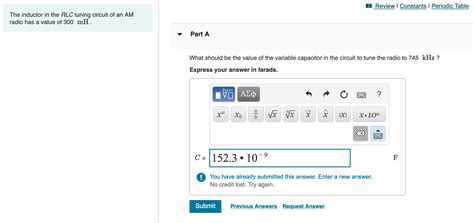Solved Review Constants Periodic Table The Inductor In