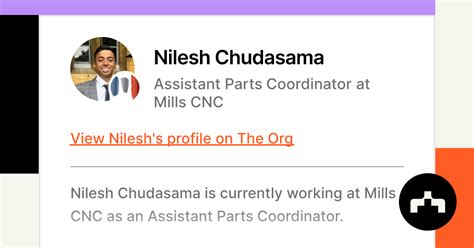 Nilesh Chudasama Assistant Parts Coordinator At Mills Cnc The Org