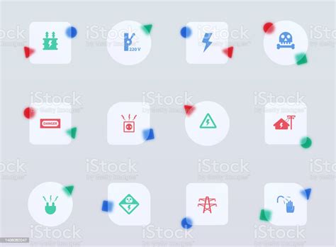 고전압 유리 형태 트렌디 스타일 아이콘 색깔 그림이 있는 고전압 투명한 유리 색깔 벡터 아이콘 웹 및 Ui 디자인 모바일 앱 및 프로모션 비즈니스 광고 개체 그룹에 대한