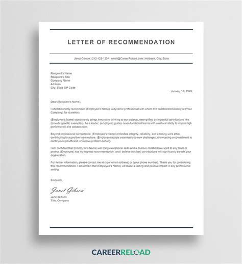 Recommendation Letter Examples And Templates