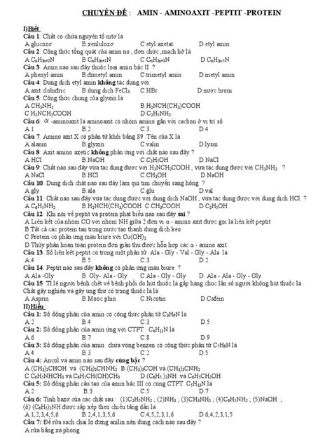 Bai Tap Amin Aminoaxit Peptit Pdf