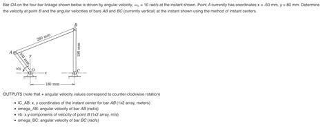 Solved Bar OA On The Four Bar Linkage Shown Below Is Chegg Com