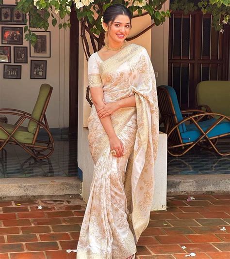 Krithi Shetty In Ivory Saree For New Film Launch2 Benarsi Saree