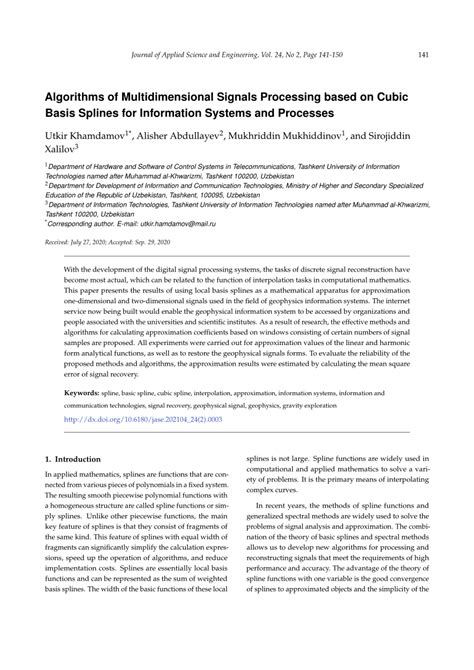 Pdf Algorithms Of Multidimensional Signals Processing Based On Cubic