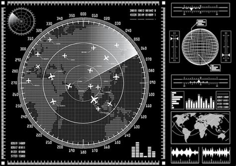 Premium Vector Abstract Radar Vector Screen Over Square Grid Lines Hud User Interface