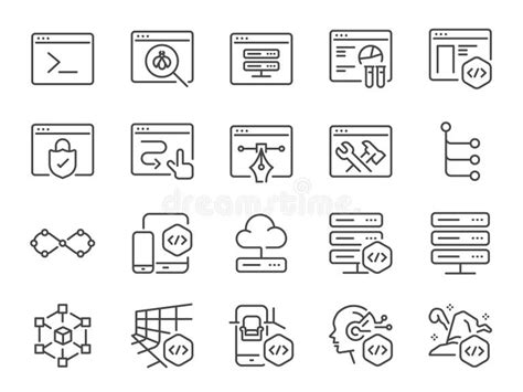 Software Development Icon Set It Included Icons Such As Code Editor