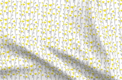 Spoonflower Fabric Yellow Flowers Tree Subtle And Grey Living Room