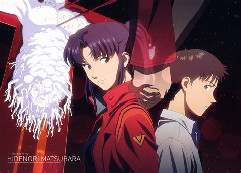 Ikari Shinji Katsuragi Misato Neon Genesis Evangelion Ponytail