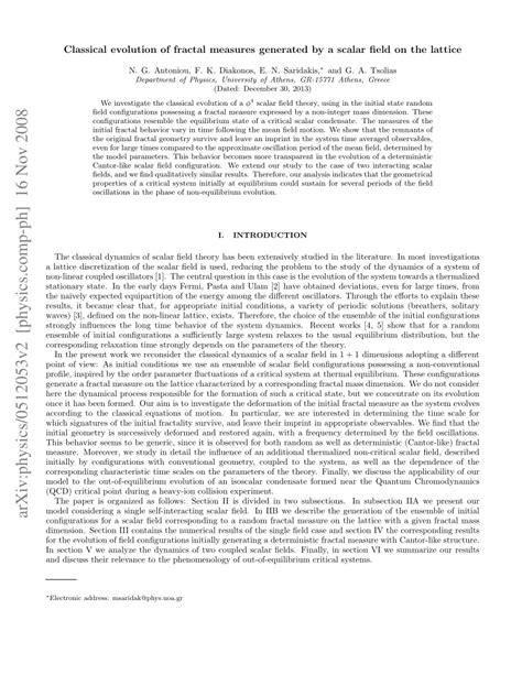 Pdf Classical Evolution Of Fractal Measures Generated By A Scalar