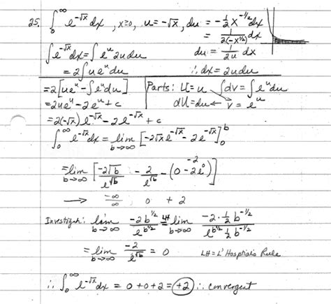 calculus homework problems improper integrals