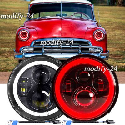 Pair Fit Chevy Styleline Deluxe 1949 1952 7 Round Led Headlights Hi Lo