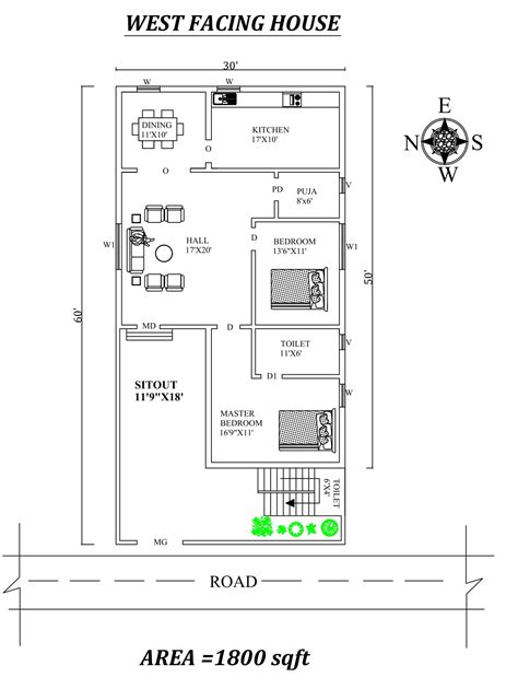 X Marvelous Bhk West Facing House Plan As Per Vastu Shastra