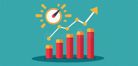 Bar Graph With An Arrow Indicating Business Progress And A Clock Symbolizing Speed And