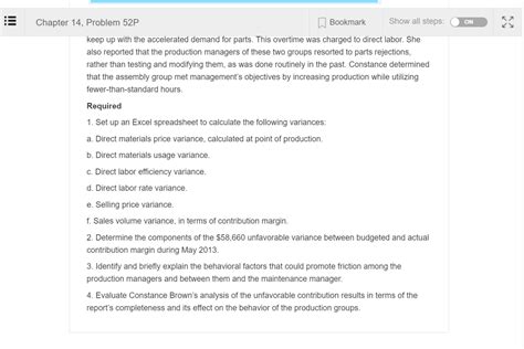 Variance Analysis Excel Spreadsheet Within Solved Set Up An Excel
