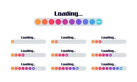Set Of Loading Bar Vector Illustration Progress Visualization Loading Status Collection Web