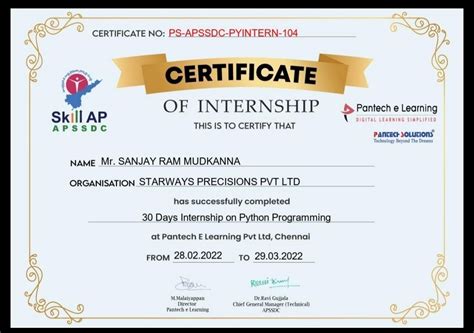 Sanjay Mudkanna On Linkedin Python Programming Internship Pantech